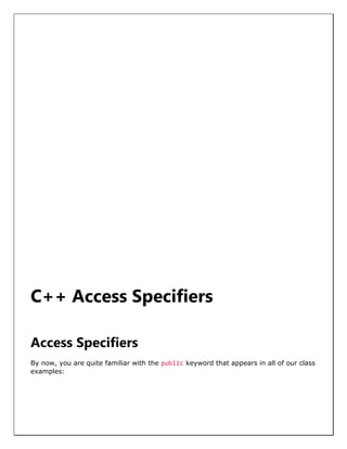 OOP and C++Classes | DOCX | Programming Languages | Computing