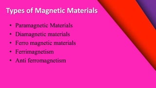Introduction about magnetic material and its properties | PPTX