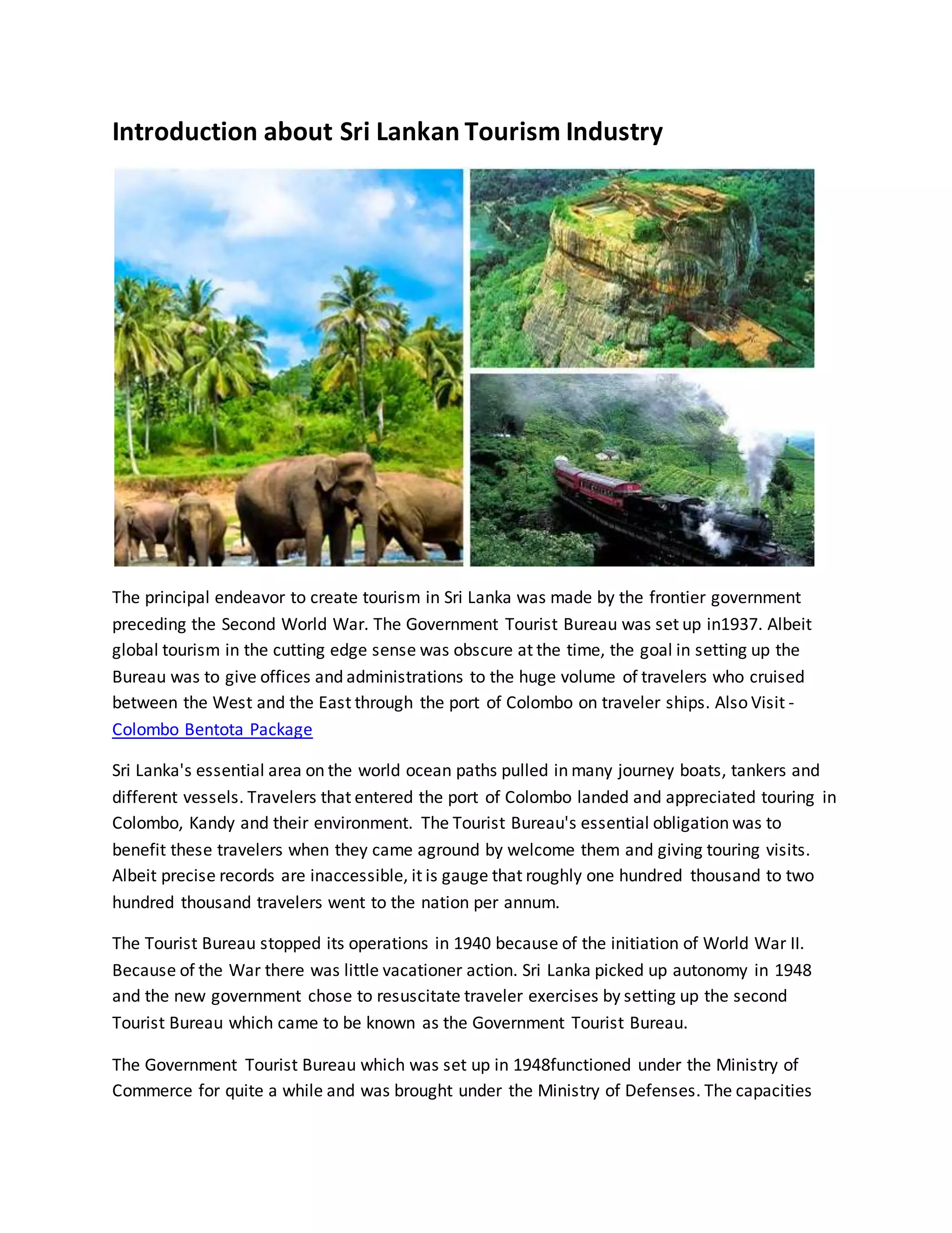 Introduction about sri lankan tourism industry | DOCX