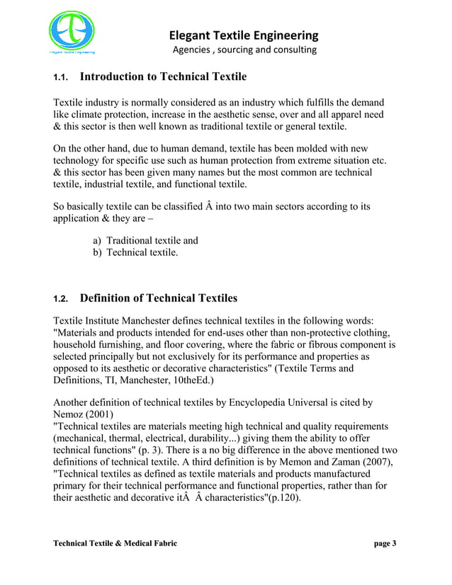 Introduction about technical textile & medical fabric | PDF