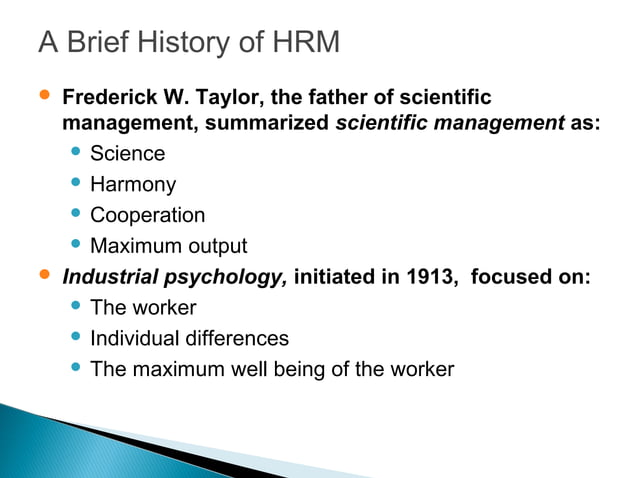 Introduction & a brief history of hrm | PPT | Human Resources | Business