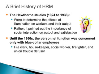 Introduction & a brief history of hrm