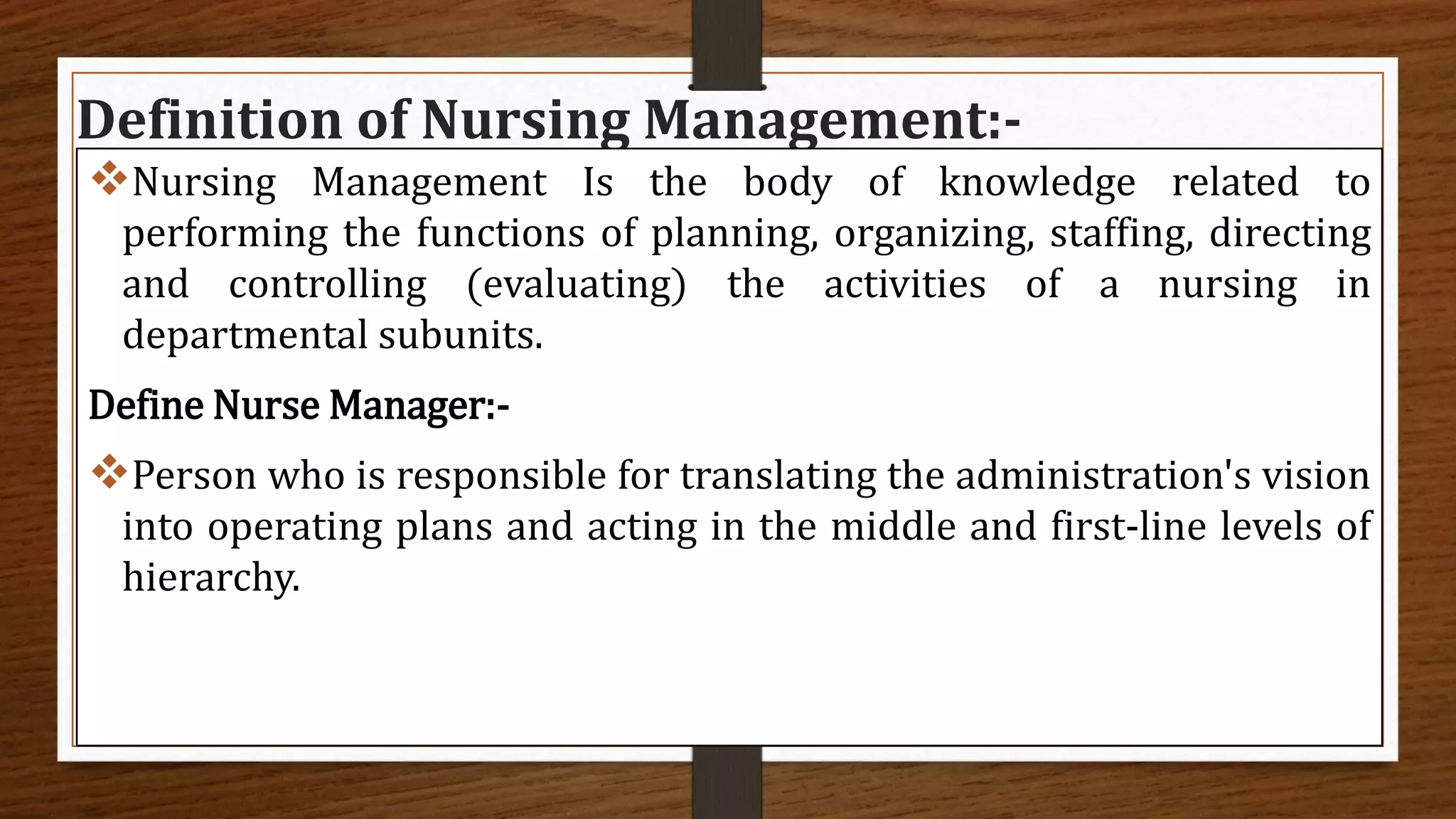 Introduction nursing administration & management | PPTX