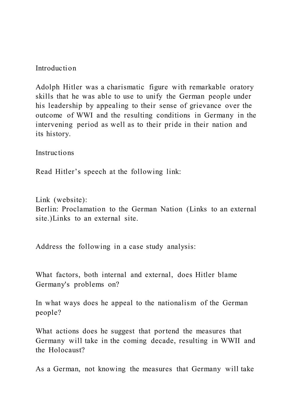 IntroductionAdolph Hitler was a charismatic figure with rema | PDF