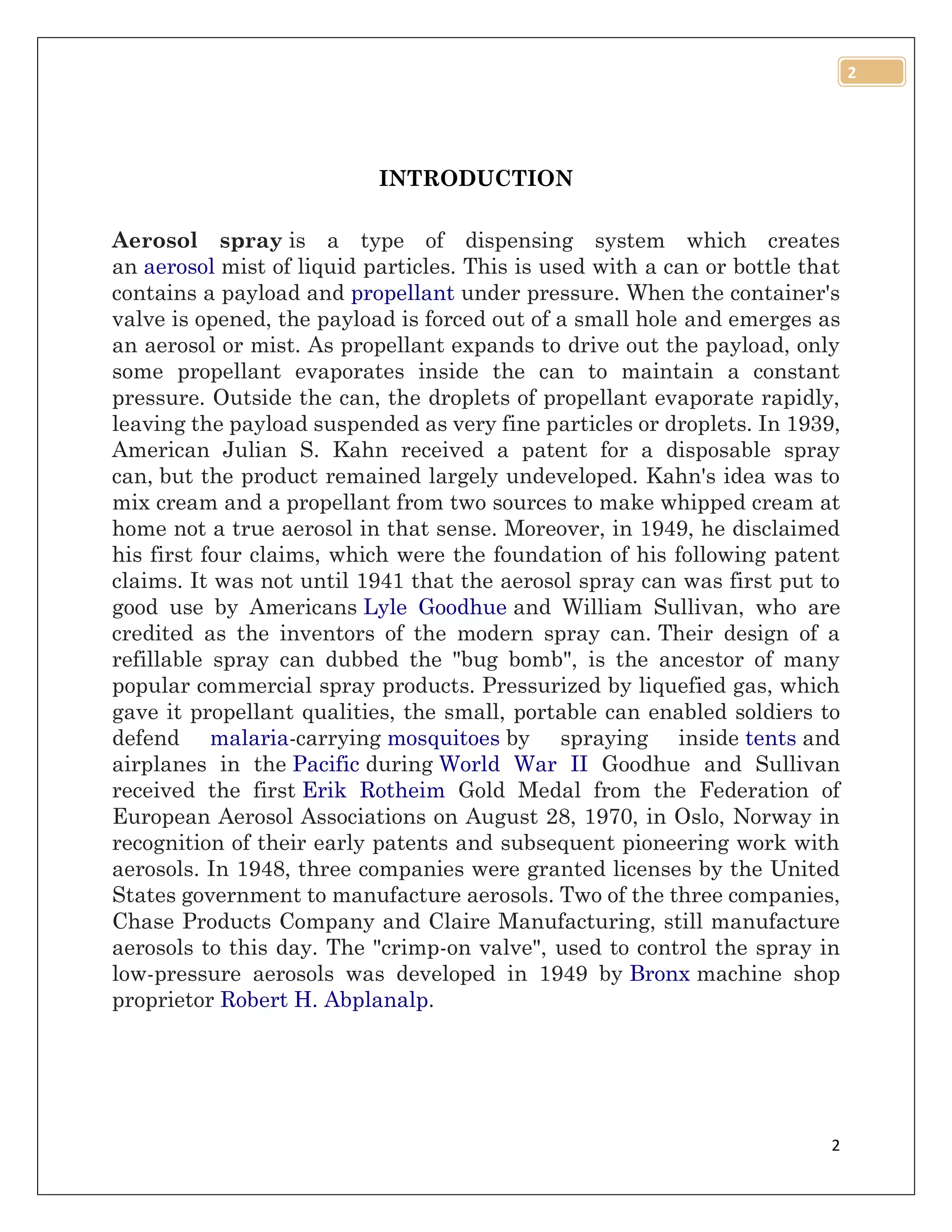 Introduction aerosol | PDF