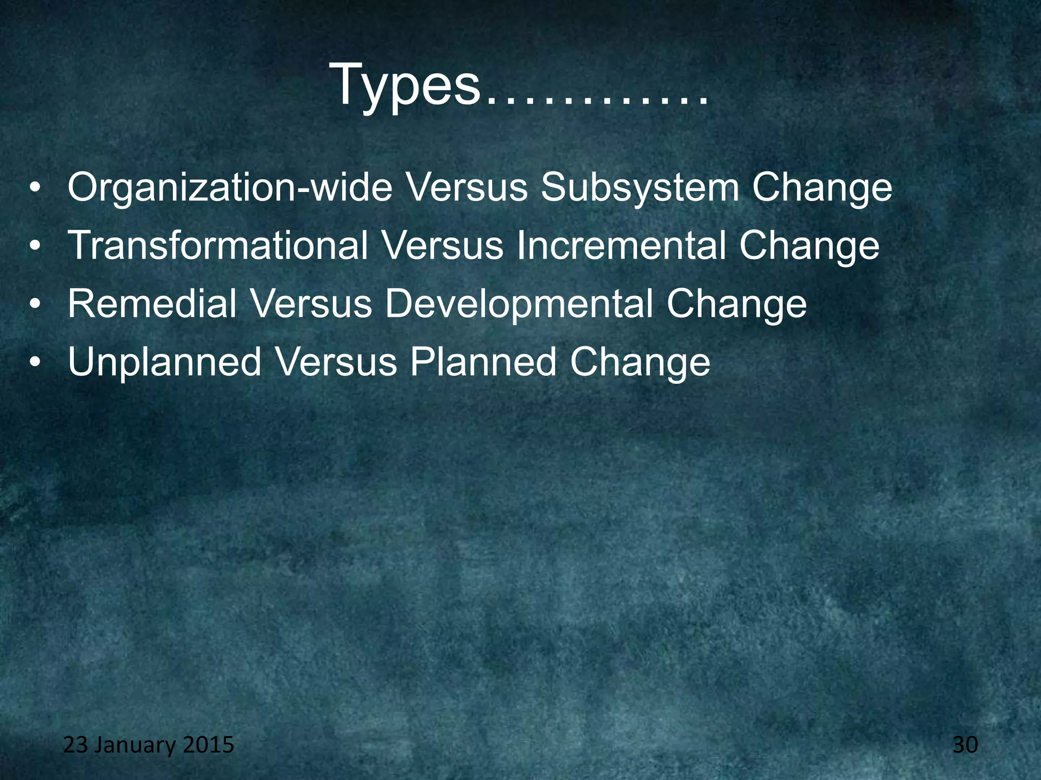 Introduction and concepts of change, nature, forces and types of change ...
