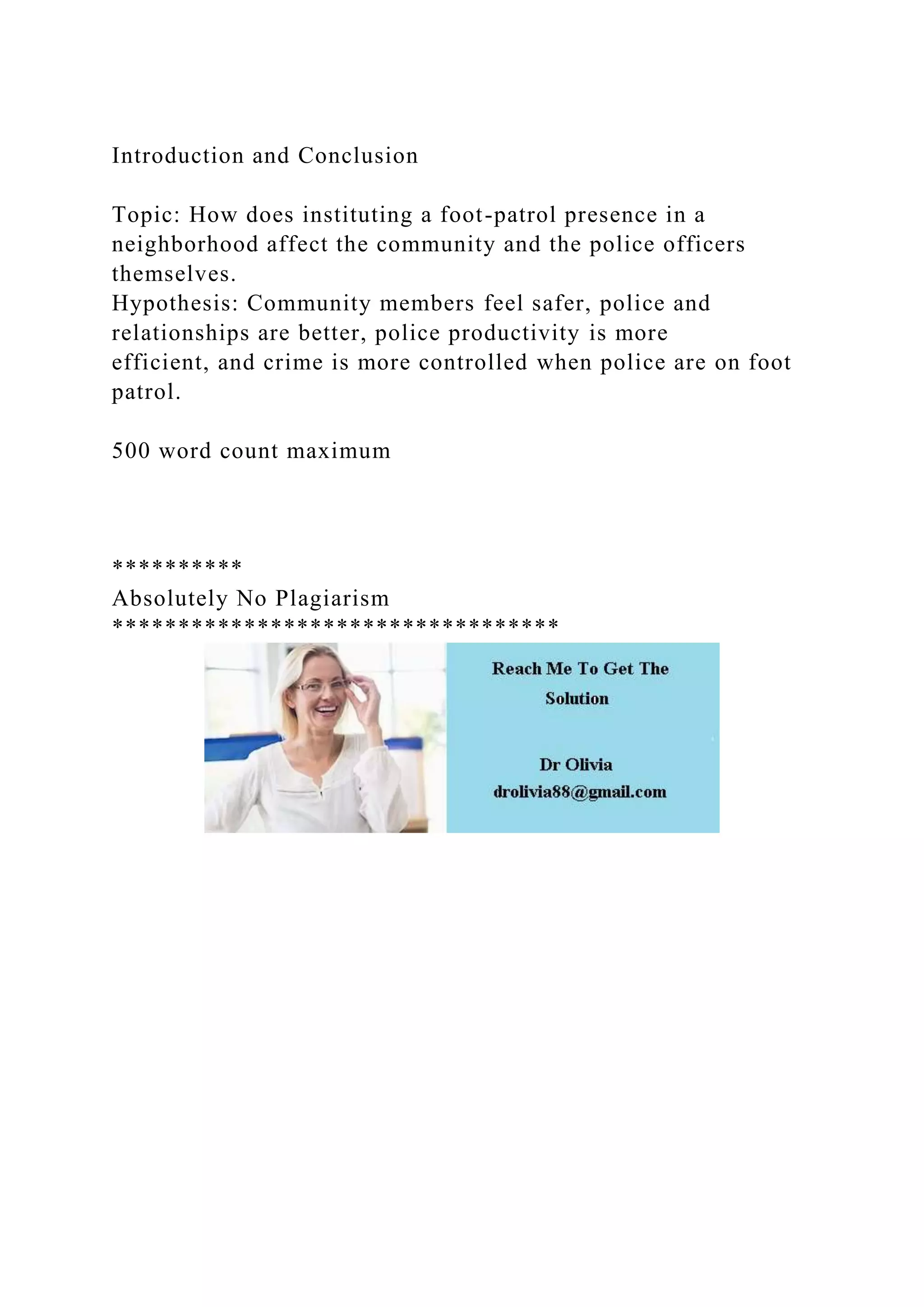 Introduction and ConclusionTopic How does instituting a foot-pa.docx