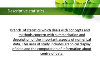 Introduction to statistics and graphical representation | PPT