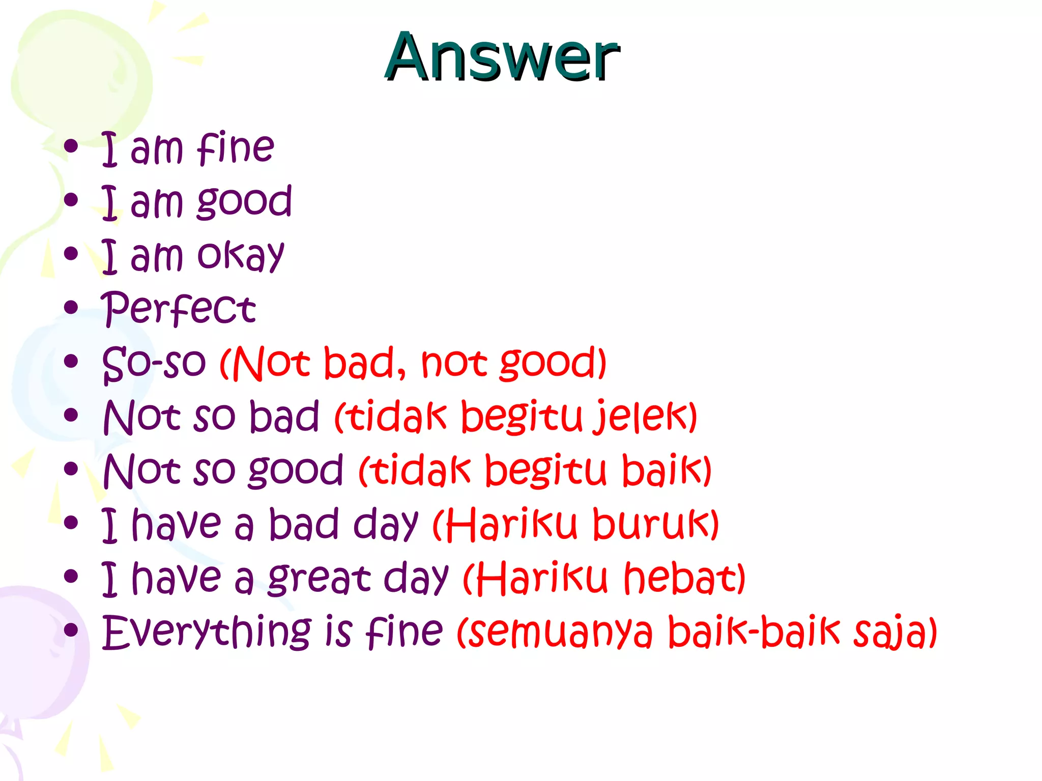 Basic English Conversation - Introduction and greetings | PPT