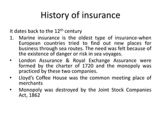 Introduction and history of insurance in India | PPTX