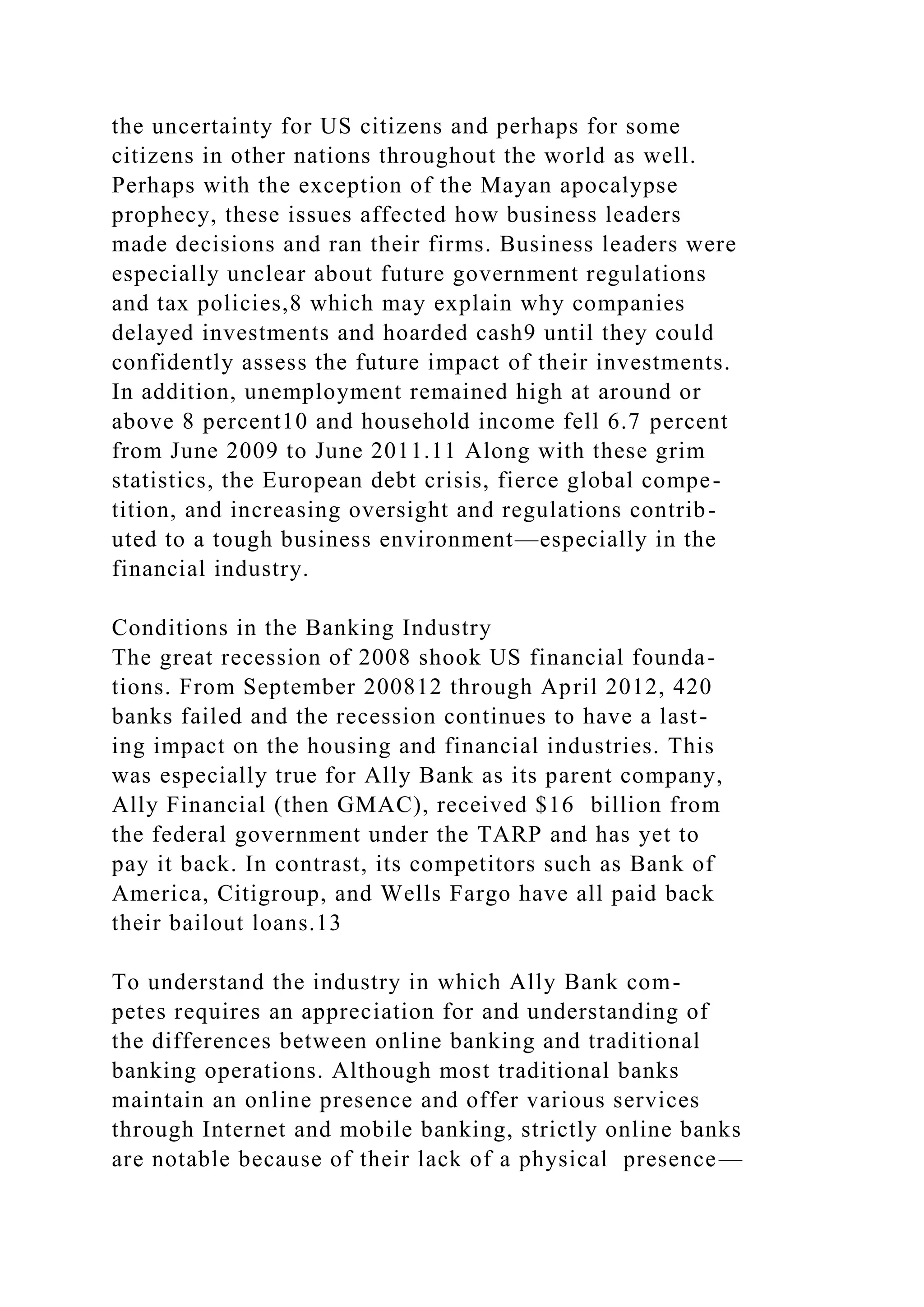 Introduction and HistoryAlly Bank, a subsidiary of Ally Fina.docx