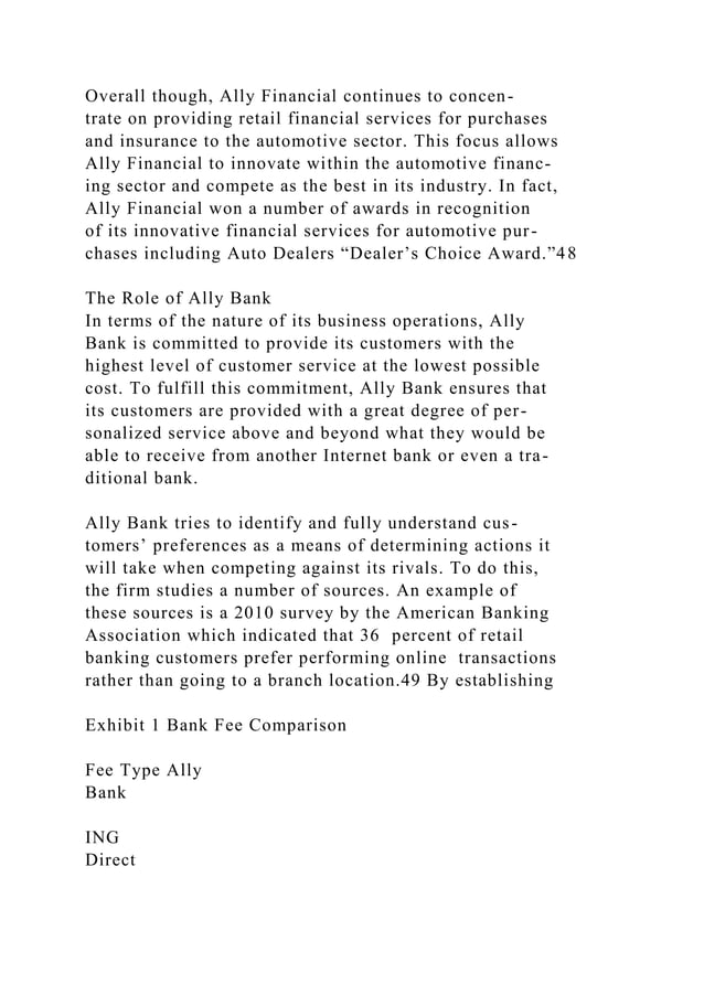 Introduction and HistoryAlly Bank, a subsidiary of Ally Fina.docx