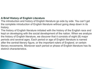Introduction and history of english literature | PPTX