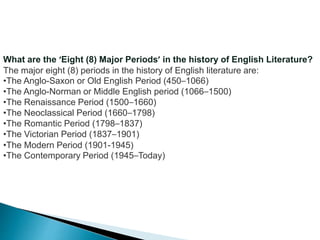 Introduction and history of english literature | PPTX