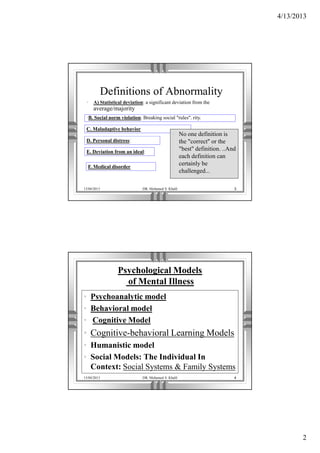 Introduction and history of mental illness abnormal behaviour | PDF