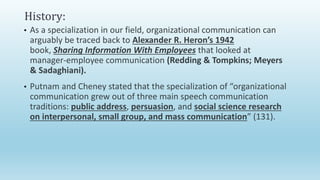 Introduction and History of Organizational Communication | PPTX