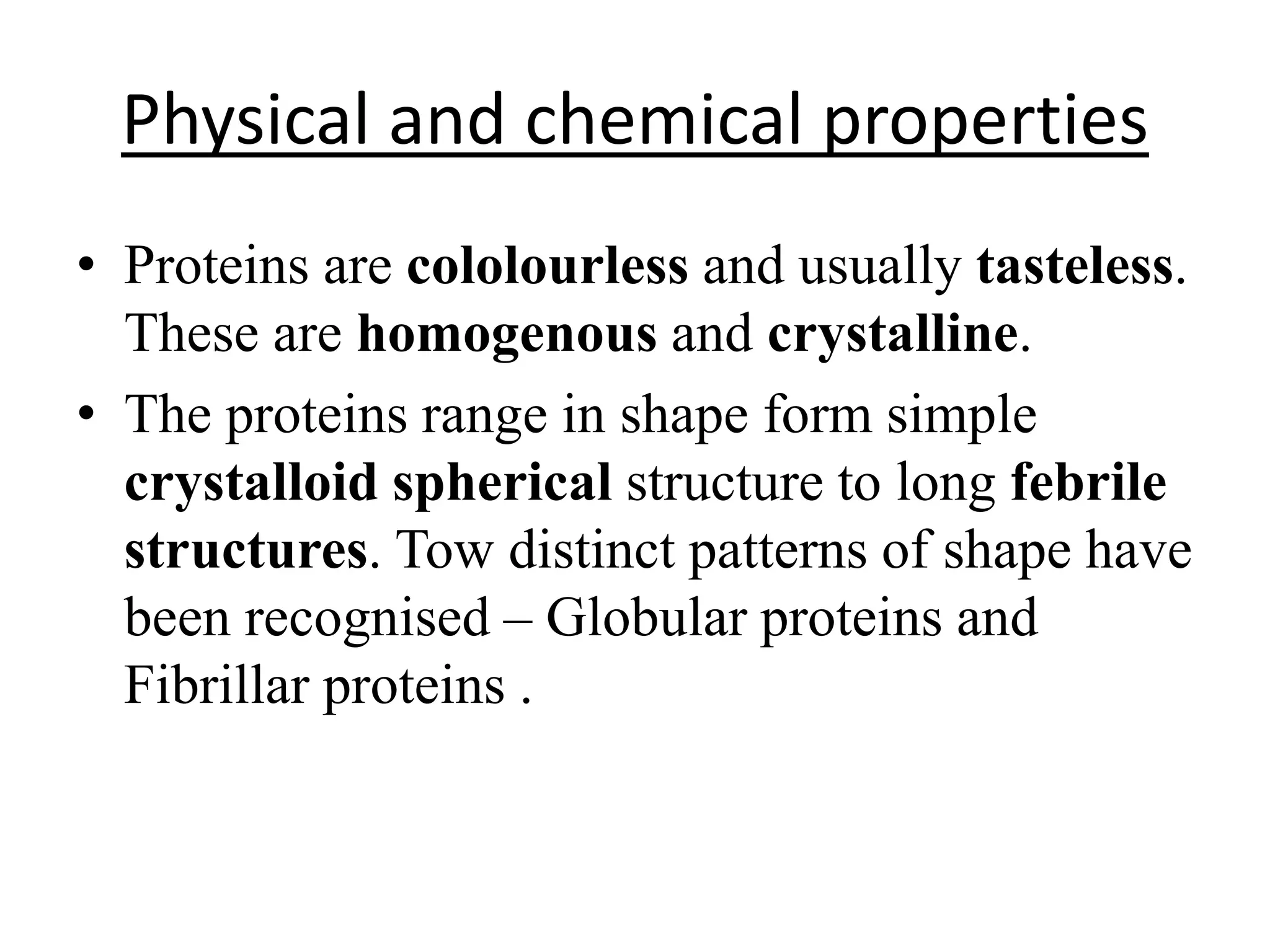 Introduction and properties of protein | PPTX