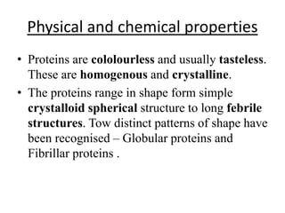 Introduction and properties of protein | PPTX