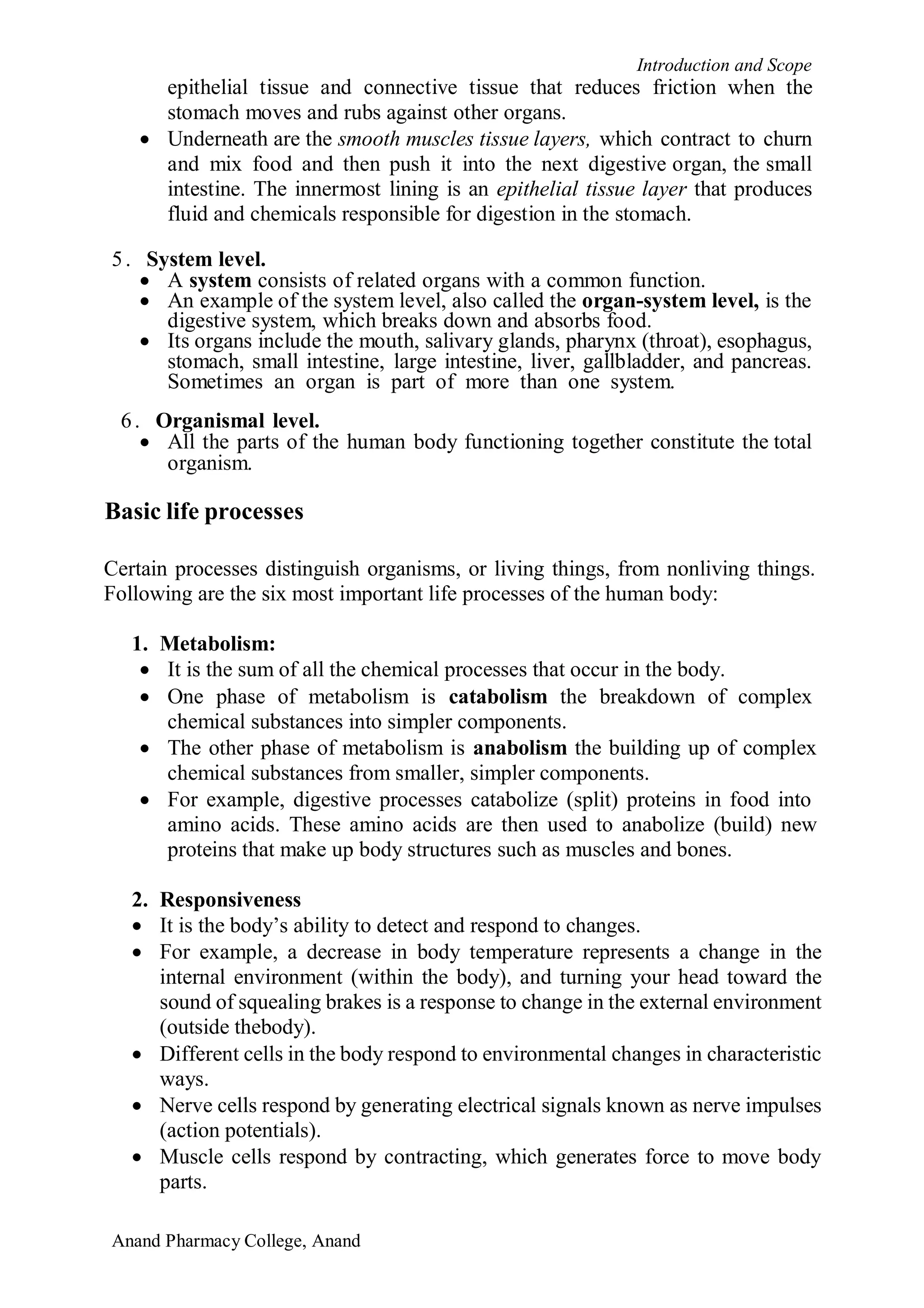 Introduction and scope of anatomy and physiology | PDF