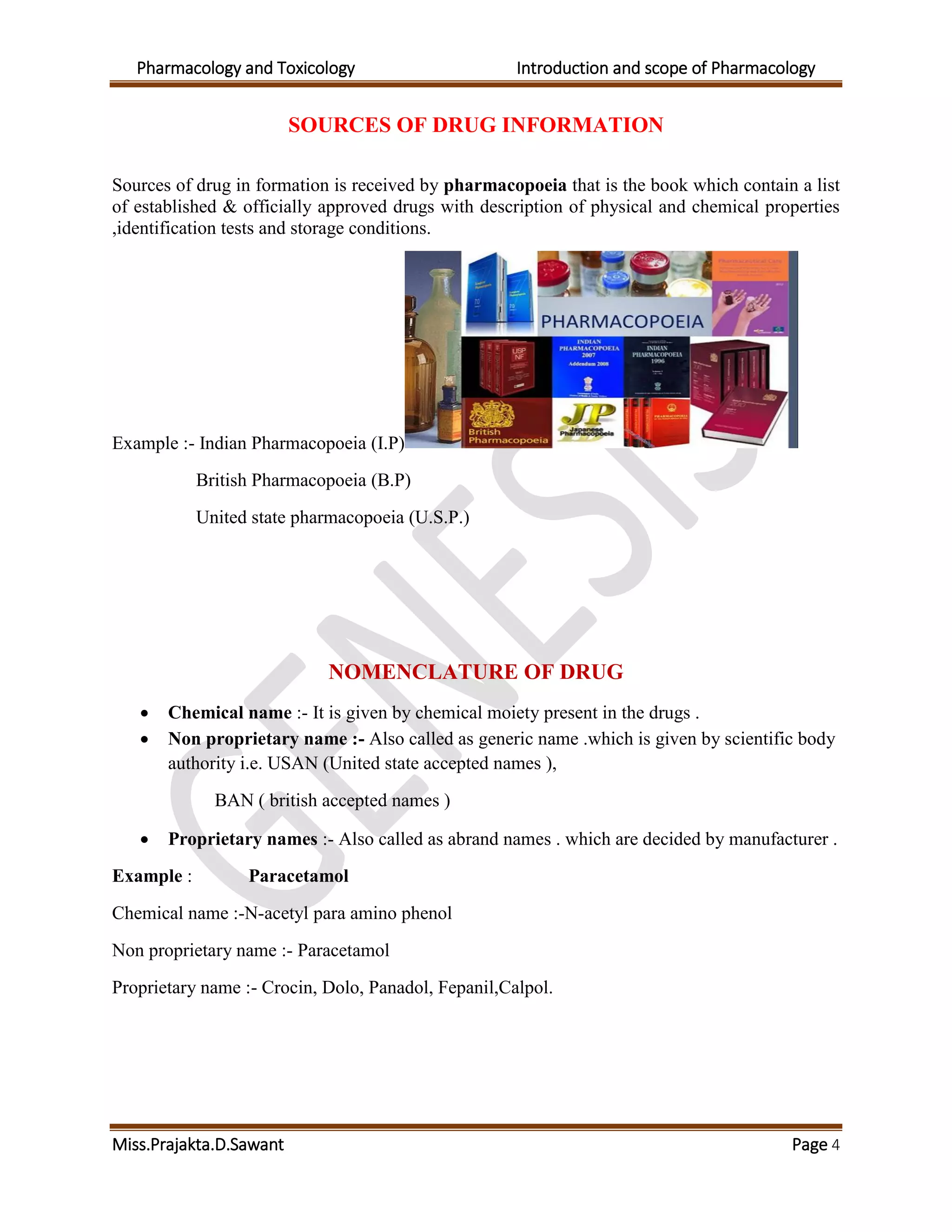 Introduction and scope of pharmacology | PDF