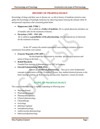 Introduction and scope of pharmacology | PDF