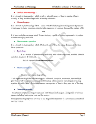 Introduction and scope of pharmacology | PDF