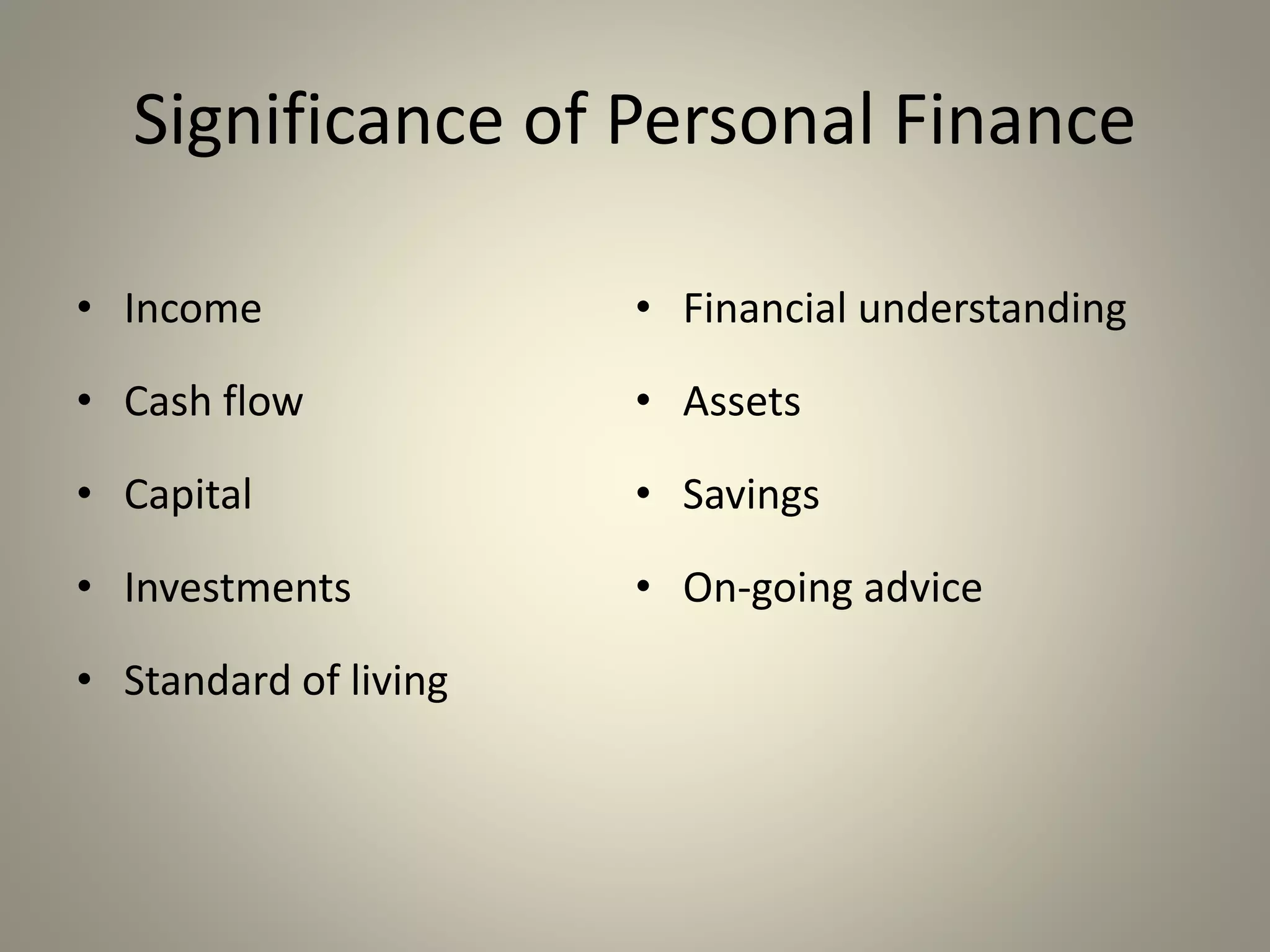 Introduction and significance of personal finance | PPT