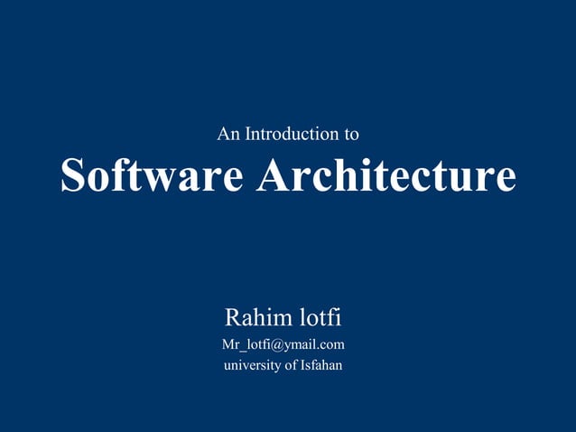 An Introduction to Software Architecture | PDF