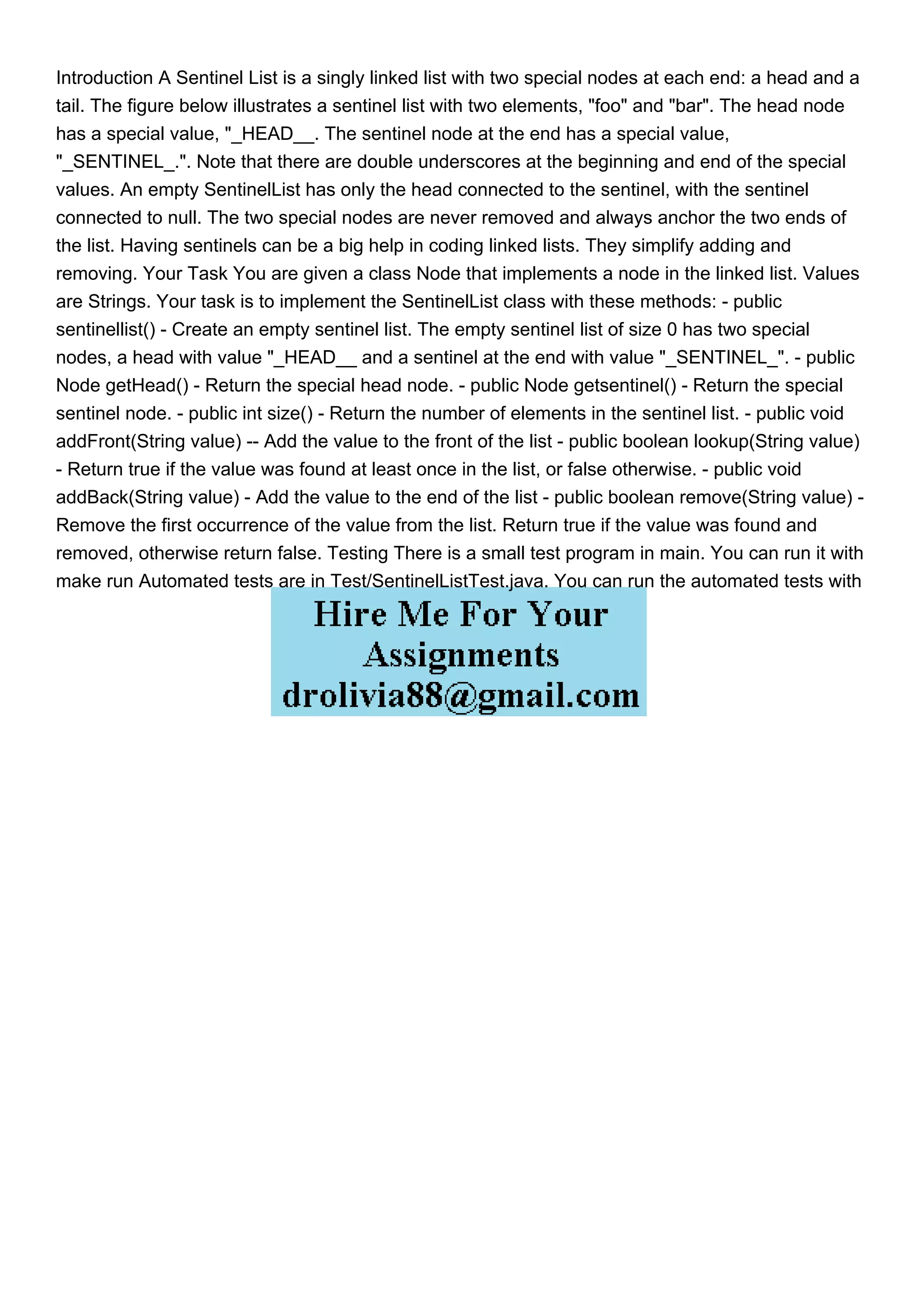 Introduction A Sentinel List is a singly linked list with tw.pdf