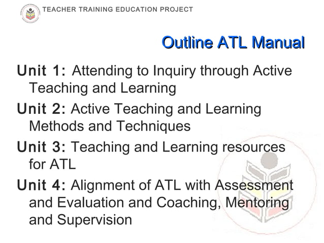 Introduction atl training and learning outcomes | PPT