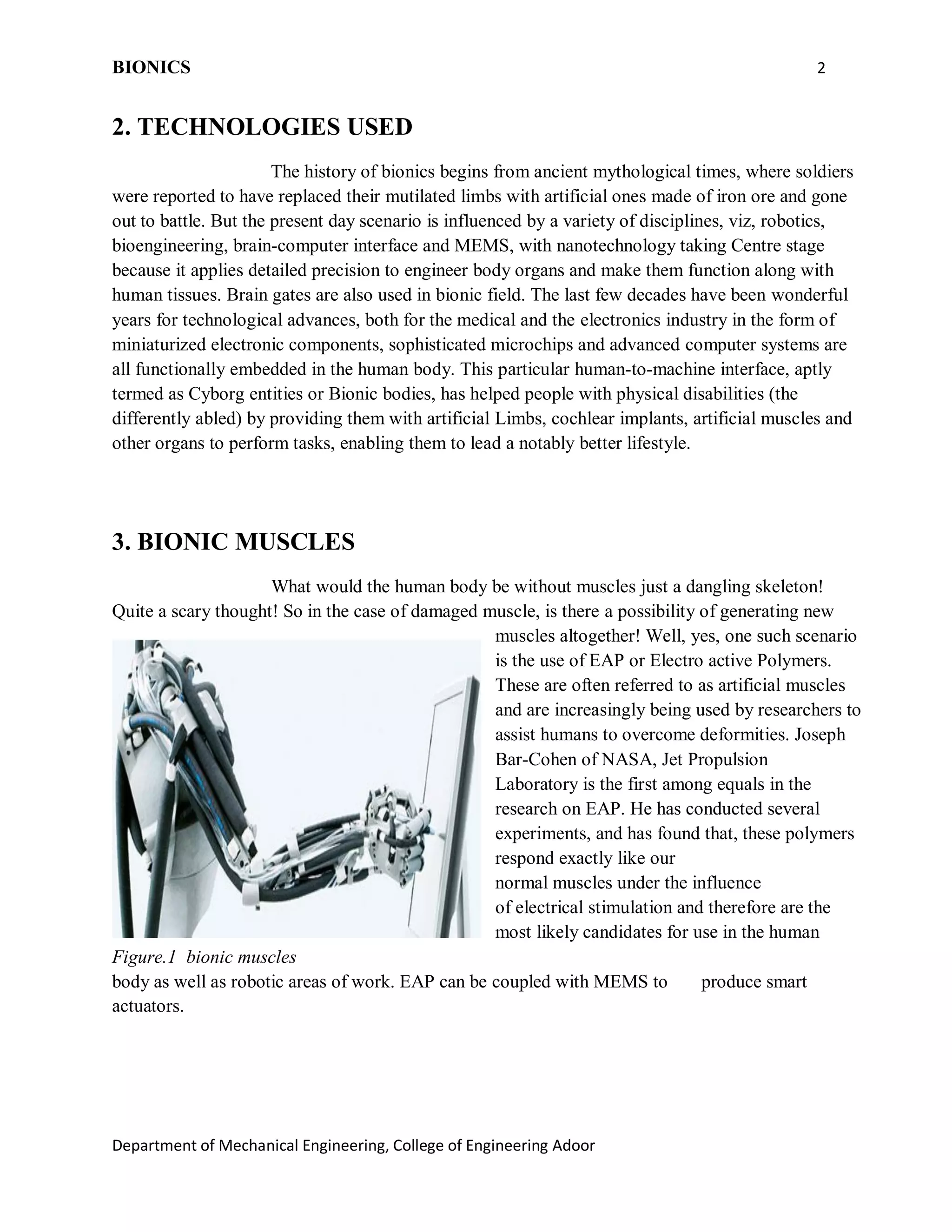 Introduction to Bionics Vineesh | PDF