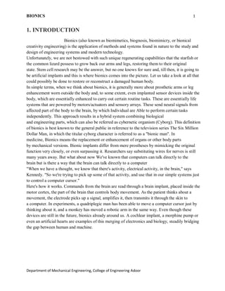 Introduction to Bionics Vineesh | PDF