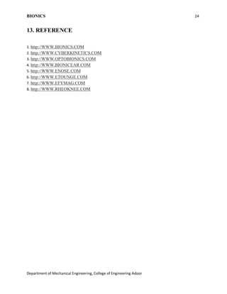 Introduction to Bionics Vineesh | PDF