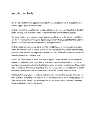 Introduction birds | PDF