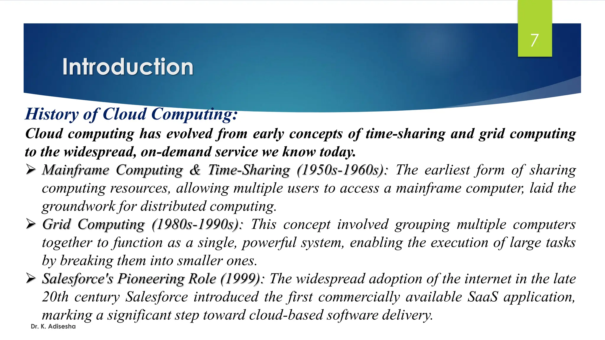Unit 1: Introduction Cloud Computing-PPT by Dr. K.Adisesha | PDF