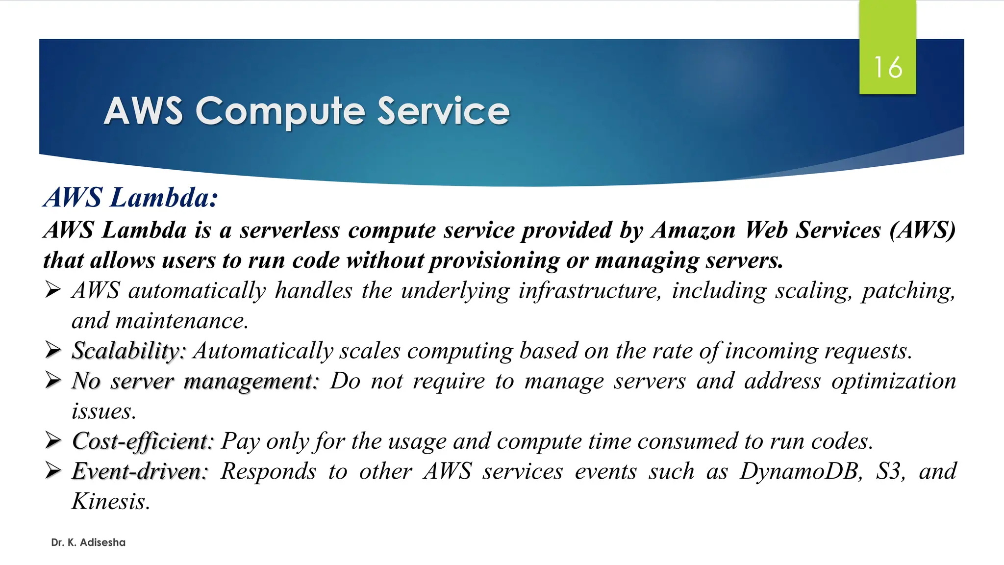 Introduction to Cloud Computing-AWS Services by Dr. K. Adisesha | PDF