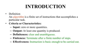 Introduction ,characteristics, properties,pseudo code conventions | PPTX