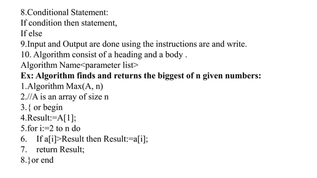 Introduction ,characteristics, properties,pseudo code conventions | PPTX | Programming Languages ...