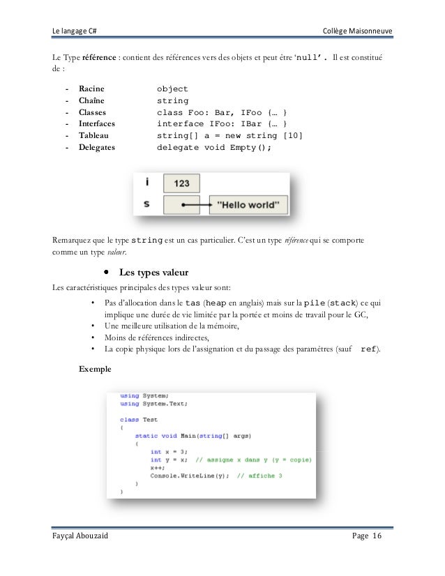 Introduction á C Sharp