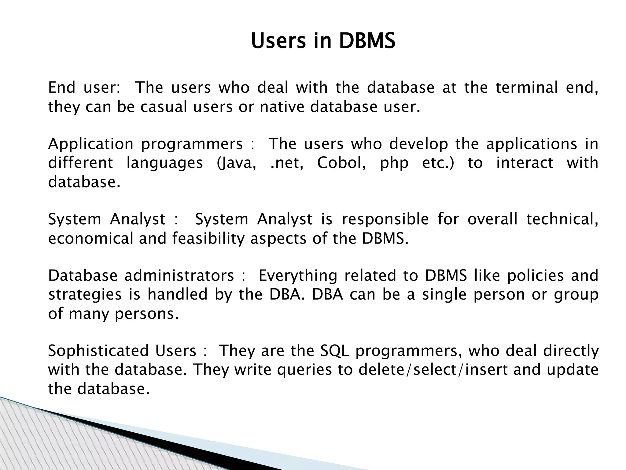 Introduction Dbmspptx Databases Computer Software And Applications
