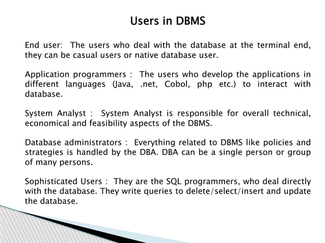 Introduction DBMS.pptx | Databases | Computer Software and Applications