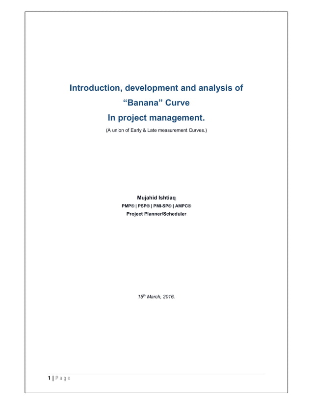 Introduction, development and analysis of banana curve in project ...
