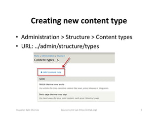 Introduction to Drupal 7 - Content types and fields | PDF