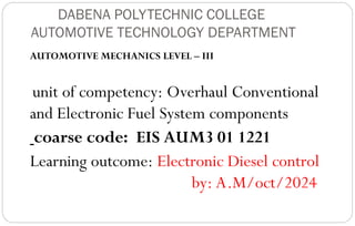 The introduction of EFI technology in diesel engines has revolutionized ...