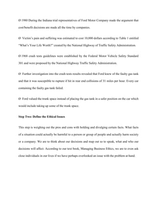 Introduction eight steps to ethical decision making | DOCX