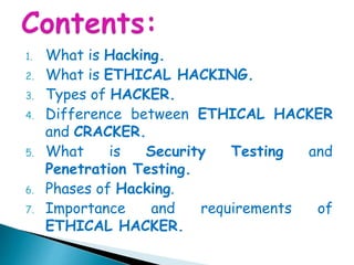 Introduction ethical hacking | PPTX