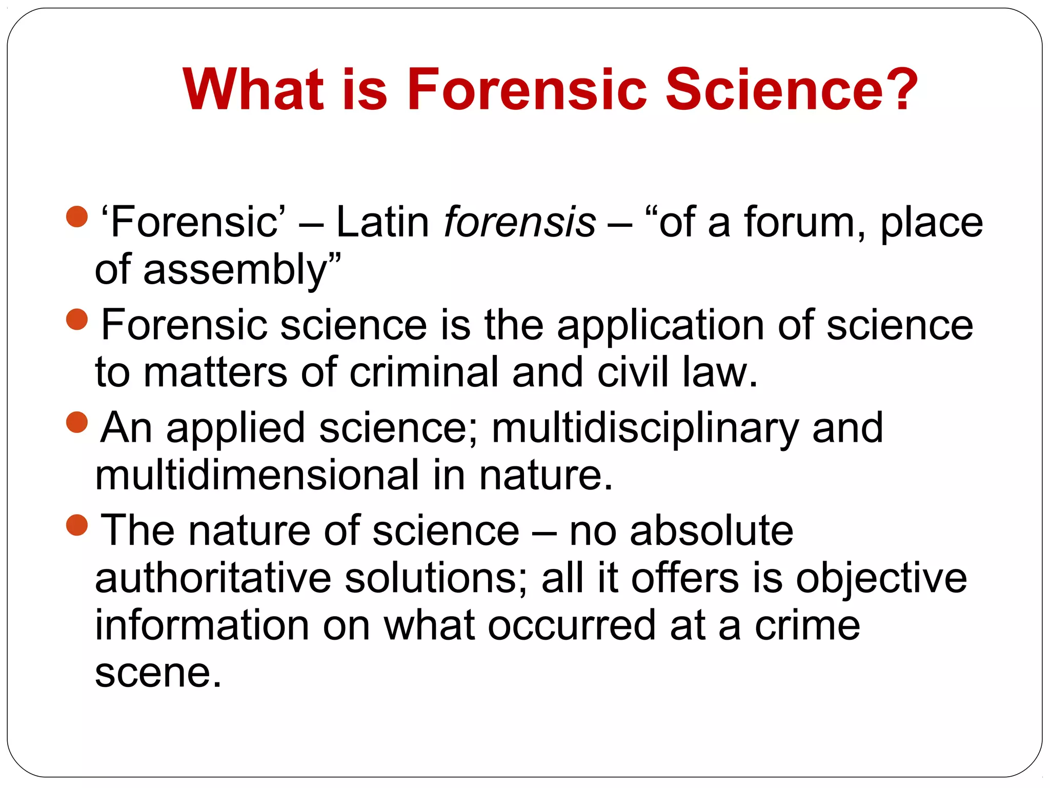 Introduction to Forensic Science | PPT Introduction to Forensic Science | PPT
