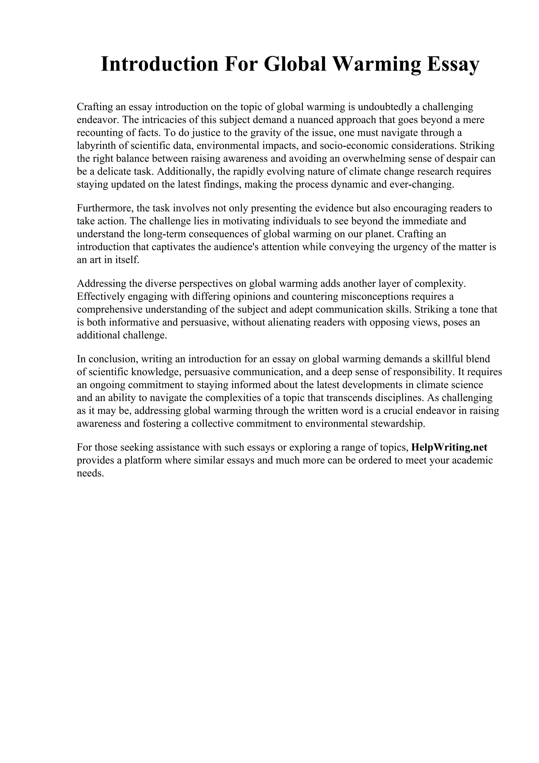 Introduction For Global Warming Essay.pdf