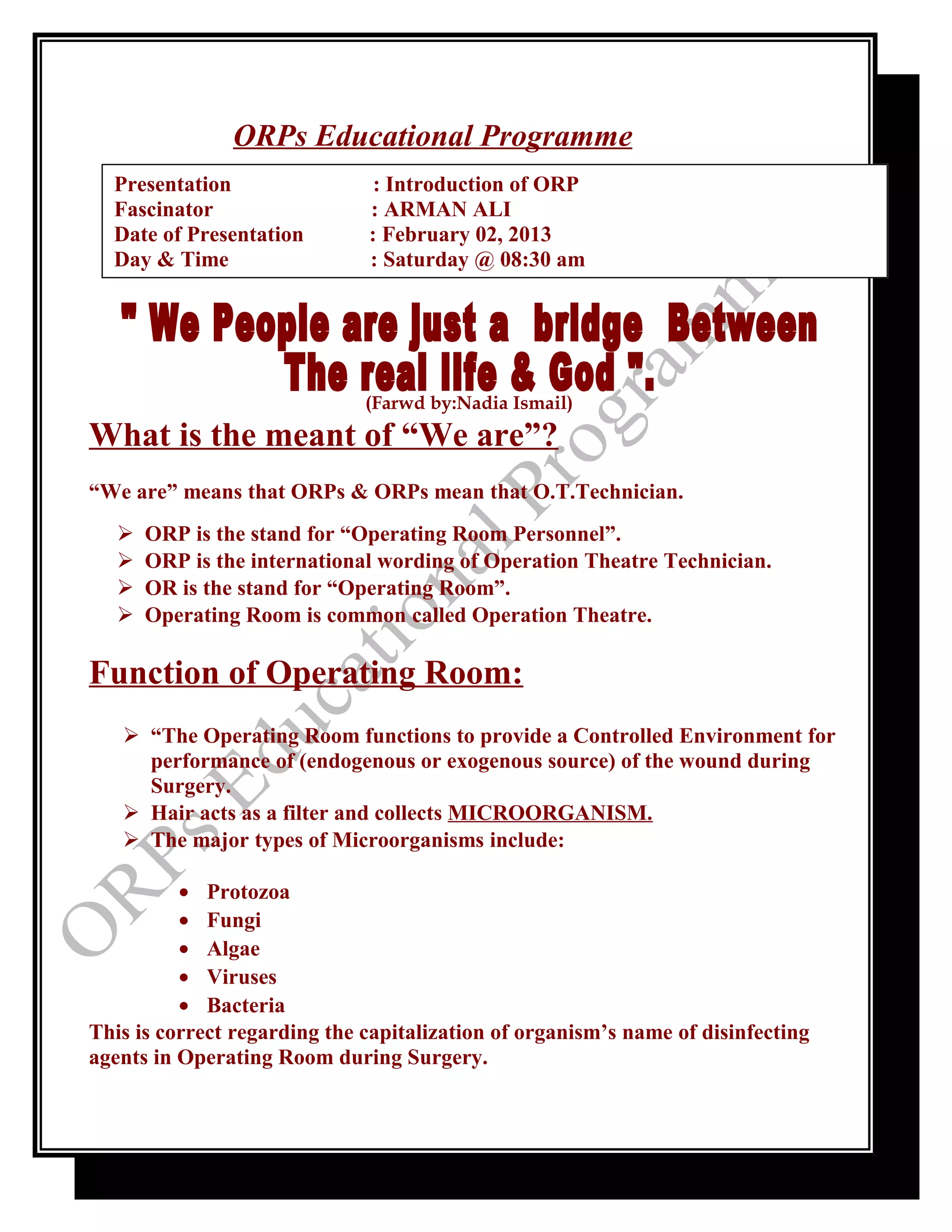 Introduction for orp | DOC