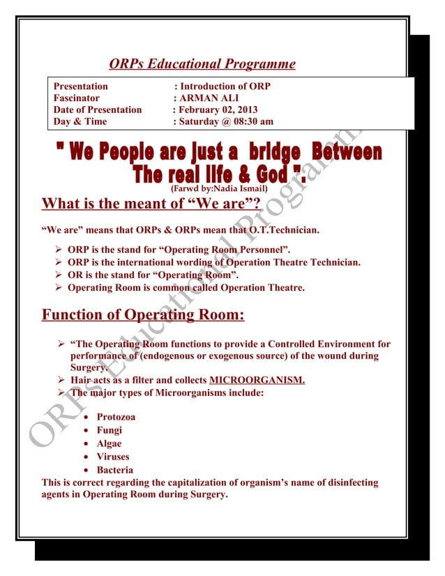 Introduction for orp | PDF